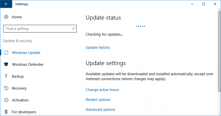 Check/Install Windows Updates in Windows 10