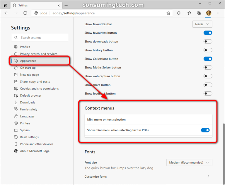 Fewer Links in Context Menus Appear for Microsoft Edge Insiders